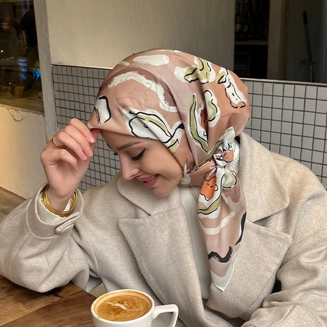 ASPEN DESEN PAMUK İPEK EŞARP PASTEL TURUNCU Online Satın Al! | Fresh Scarfs